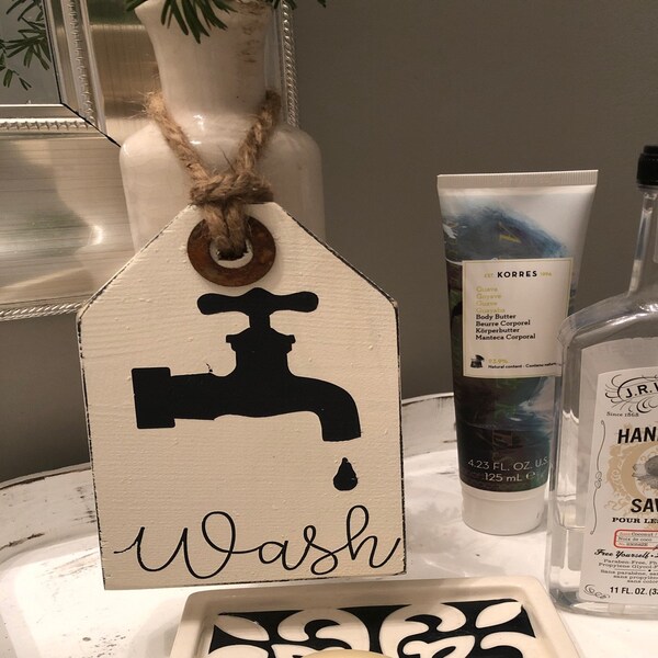 Wash Tag| Wood Tag| Wash Sign Bathroom Decor| Farmhouse Bathroom Decor ...