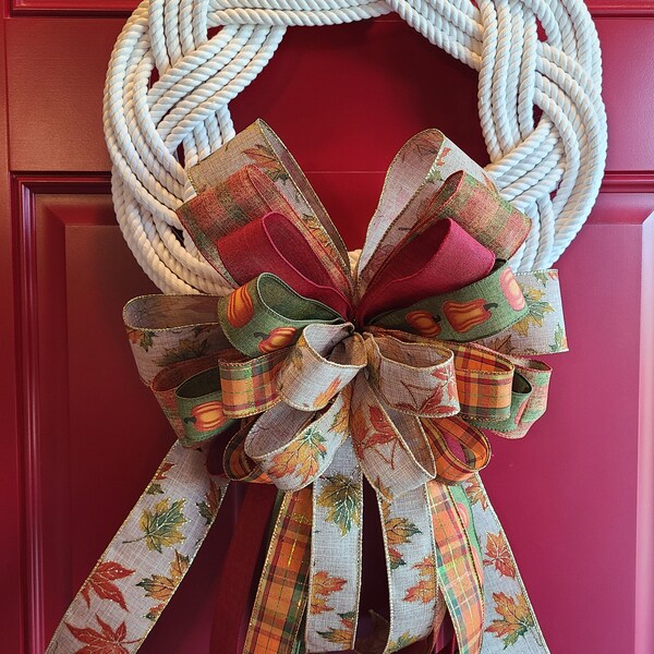 Large Fall Bow for Front Porch or Mailbox Fall Decor Mixed Ribbon Bow ...