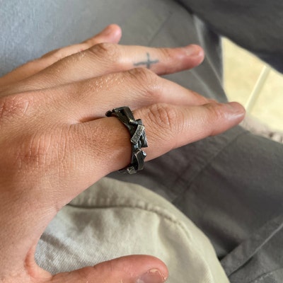 Sterling Silver Twisted Twigs Ring, Tree Branch Ring, Tree Bark Ring ...