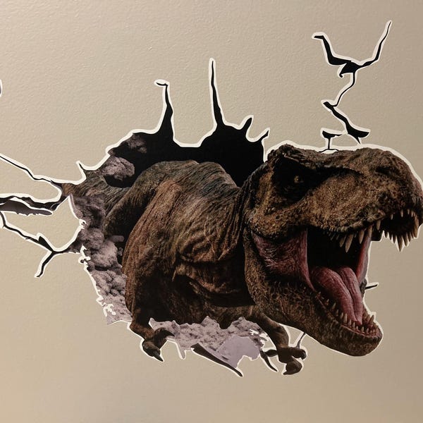 Dinosaur T-rex Breaking Out - Wall Decals/wall Stickers/home Decoration/dyi Project/peel and ...