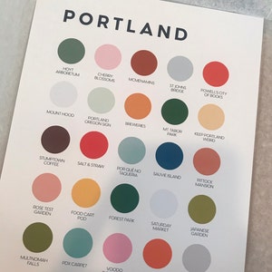 Portland, Oregon Color Palette Print - Etsy