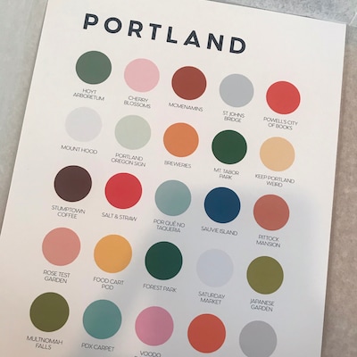 Portland, Oregon Color Palette Print - Etsy