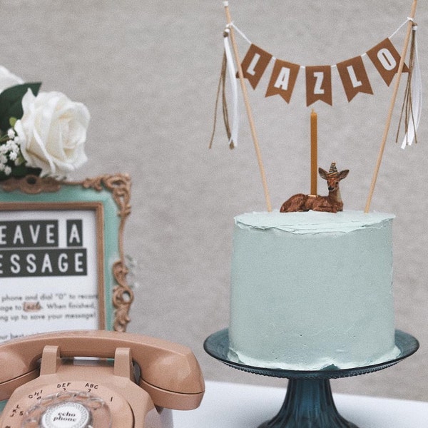 Kraft and White Cake Topper - Personalized Neutral Cake Topper ...