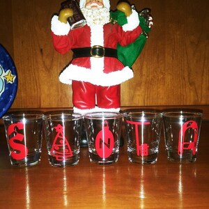 Christmas Shot Glasses - Set of 5 - Santa Shot Glasses - Shot Glasses ...