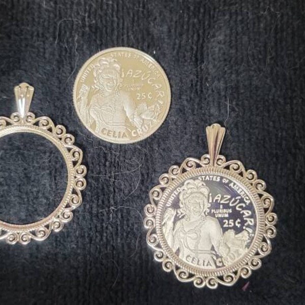 Solid 925 Sterling Silver Coin Bezel Mount Frame Settings Fit US ...