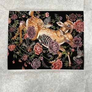 Fawn Deer With Birds and Flowers Gothic Botatnical Art - Etsy