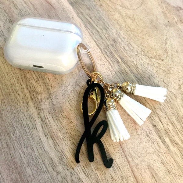 Individual Letter Keychain With Mini Tassels | Acrylic Initial Keychain ...