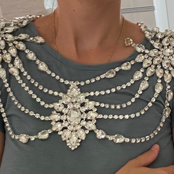 Bridal Shoulder Necklace, Shoulder Chain, Wedding Body Jewelry, Wedding ...