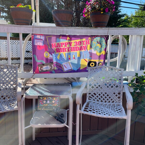Super 90s Retro Party Banner Printed in Full Color, Personalized ...