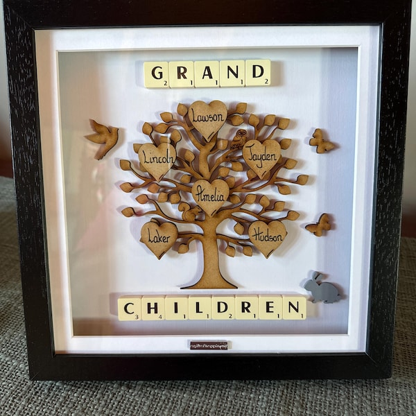 Family Tree Personalised Gifts. Scrabble Handmade Family Trees. Family ...