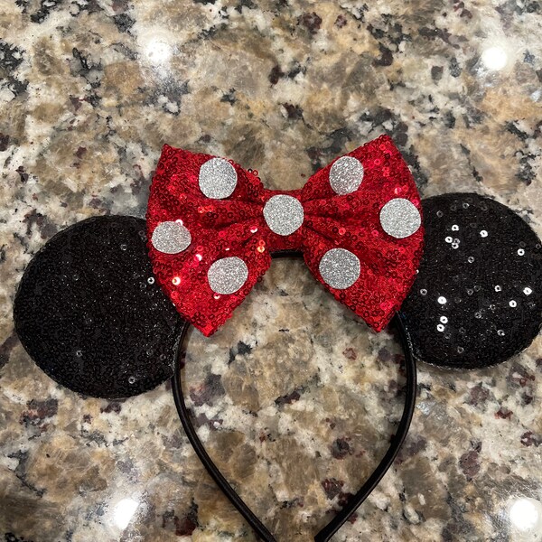 Red Polka Dot Minnie Ears, Minnie Mouse Ears, Polka Dot Minnie Ears ...