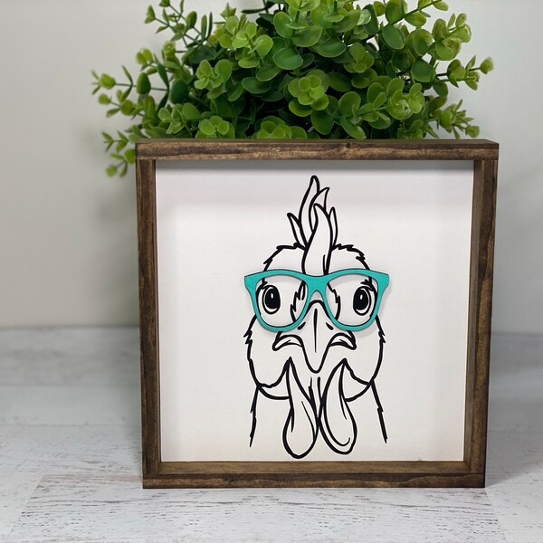 Chicken Svg File, Chicken With Glasses Svg, Chicken Cut File, Animal ...