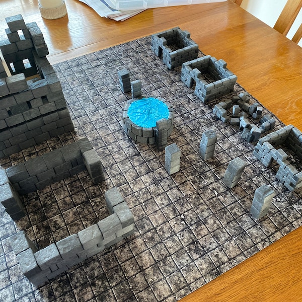 Grid Flagstone Textured Grey Foam Sheets X4 - Dnd, Wargames Scenery ...