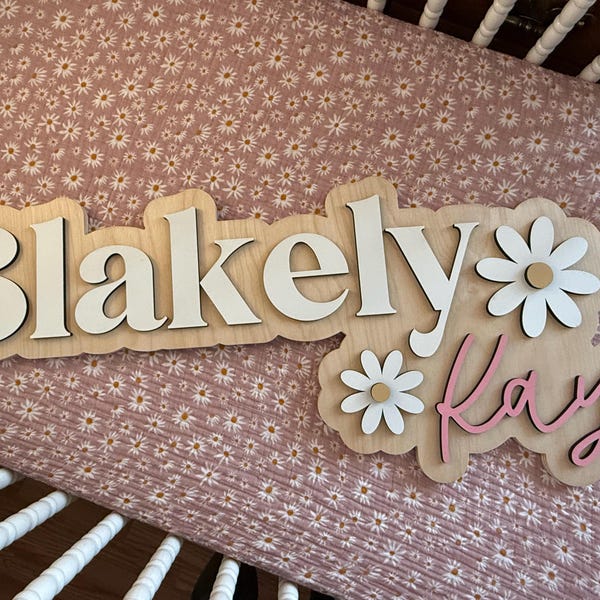 Daisy Name Sign, Nursery Name Sign, Daisy Nursery Decor, Name Sign for ...