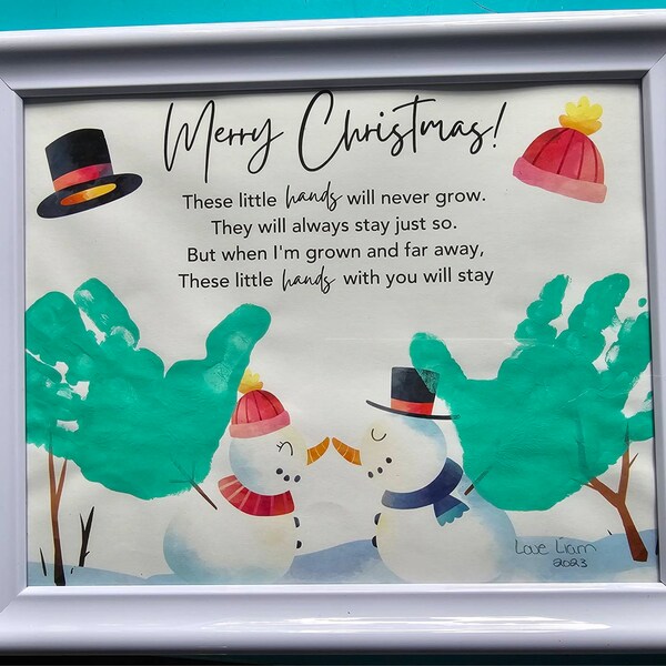 Snowman Handprint Christmas Craft DIY, Baby's First Christmas, Toddler ...