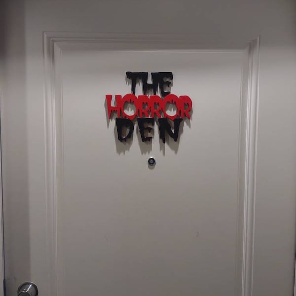 The Horror Den Wall Sign Door Sign Shelf Art, Movie Room Display Gift ...