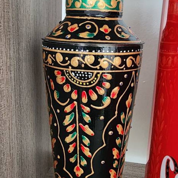 Hand Painted Cocktail Shaker Set: Stainless Steel Barware, Black Magic ...