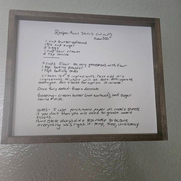 Your Handwritten Recipe/letter Transferred to UV Printed Wooden Framed ...