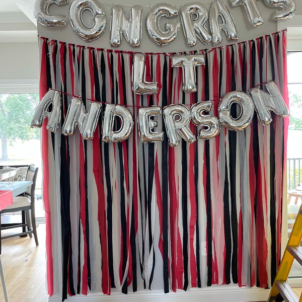 Congrats Balloon Banner W/ Custom Name Letter Balloons - Gold, Rose ...