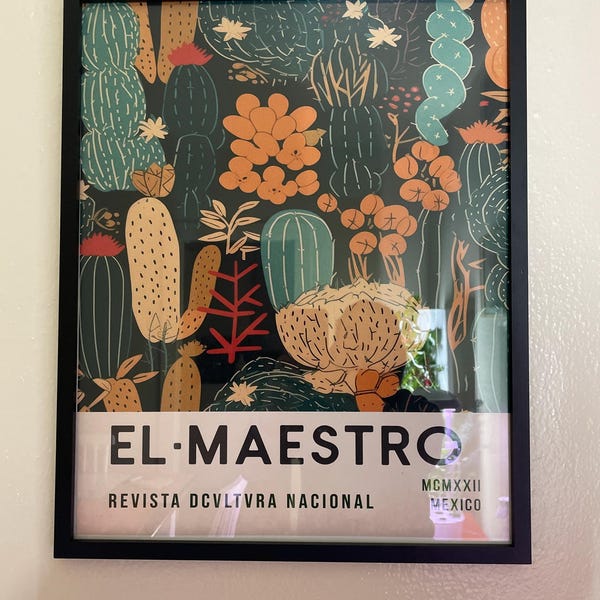 El Maestro Print, Mexican Exhibition Art Poster, Cactus Wall Art ...