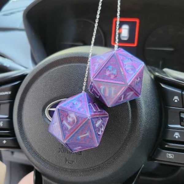 D20 Car Dice [2" Glow in the Dark and White Holographic - "moonbeam ...