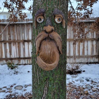 Tree Faces Tree Hugger Yard Art Garden Decoration unique Glow in the ...