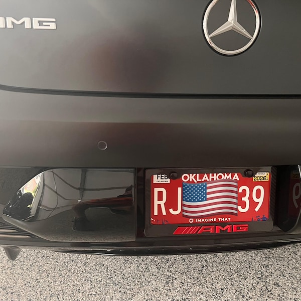 1x Red AMG 3D Emblem Badge Real 3K Twillweave Real Carbon Fiber License ...
