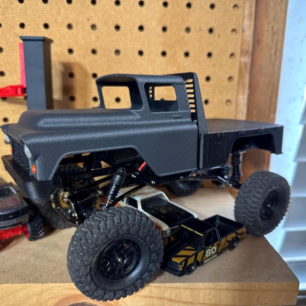 Axial SCX24 RC Truck Body Shell Gray Chevy 3800 1955 Flatbed Fits C10 ...