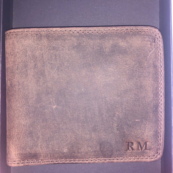 Personalised Real Leather Rustic Men's Wallet | Handmade Vintage Hunter ...