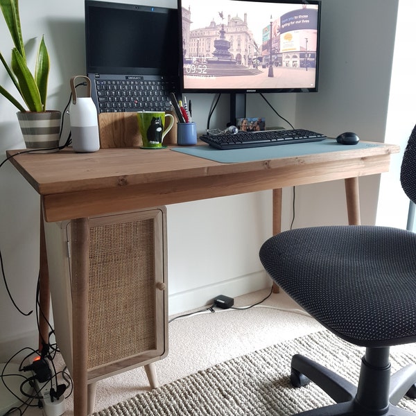 Simple Vintage Desk/computer Desk/ With Drawer Solid Wood Scandi Retro ...