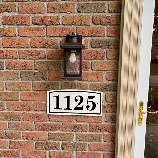 House Number Sign With Arched Profile: Horizontal Outdoor Plaque - Etsy