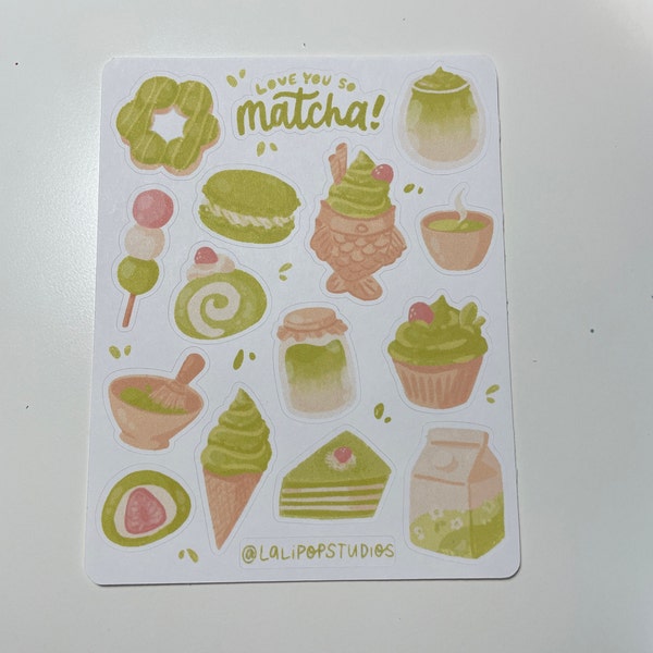 Matcha Sticker Sheet | Aesthetic Matcha Stickers, Bullet Journal ...