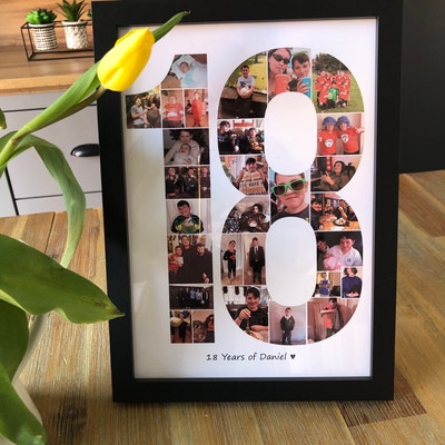 Personalised 18th Photo Collage, Photo Grid Print, Wall Art ...
