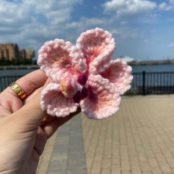 Crochet Hibiscus Bag Keychain, Car Dangle, Hairclip - Etsy