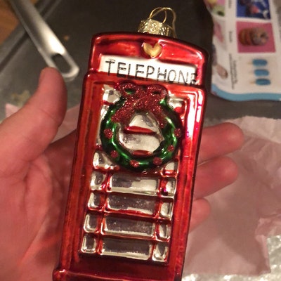 Phone Box With Wreath Shaped Bauble Hanging Decoration Xmas Christmas ...