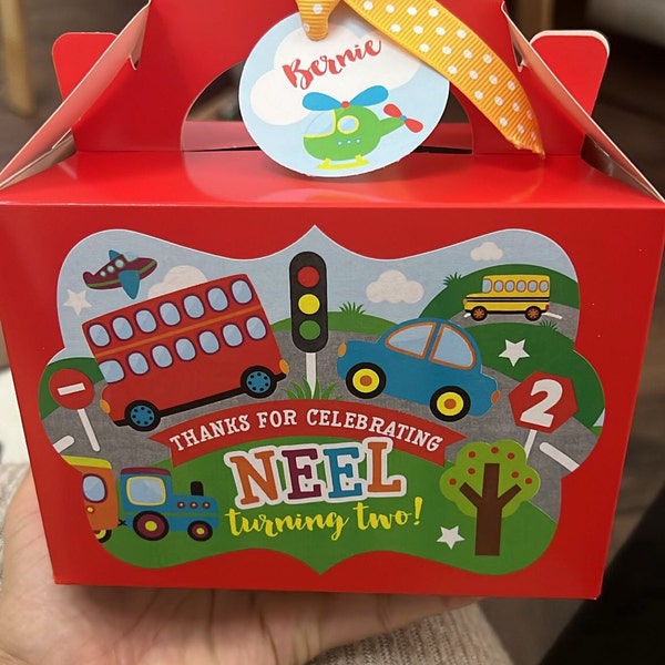 TRANSPORT Childrens Personalised Party Box - Add Matching Paperie to Co ...