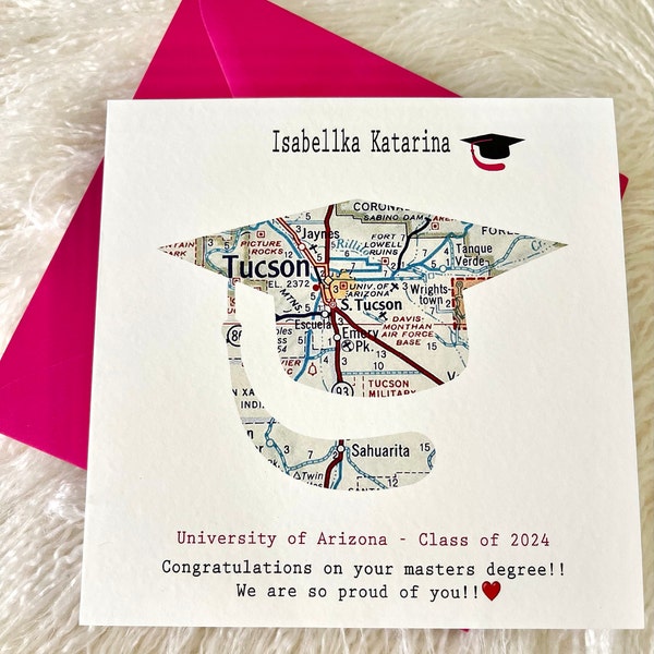 Graduation Map Card, Personalised Graduation Card, Graduated Card, UK ...