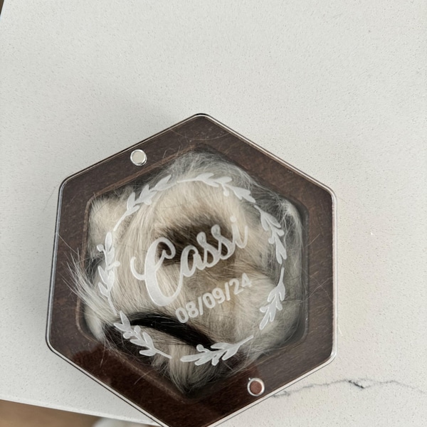 Wooden Pet Hair Memorial Box, Personalised Pet Fur Keepsake, Dog Hair ...