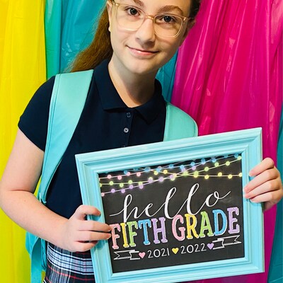 1st Day of 5th Grade Sign 1st Day of School Signs Printable 2024 Hello ...