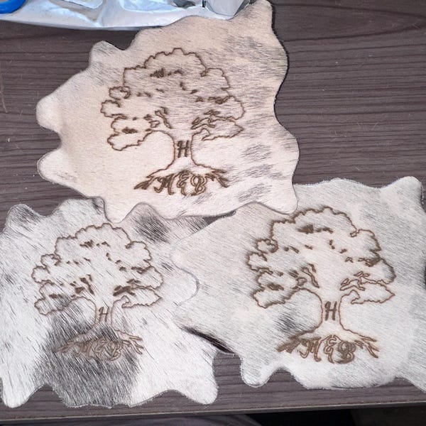 Personalized Real Cowhide Wedding Favors: Custom Leather Coasters for ...