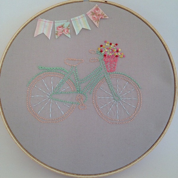 Hand Embroidery Pattern, Bicycle Hand Embroidery Pattern, Embroidery ...
