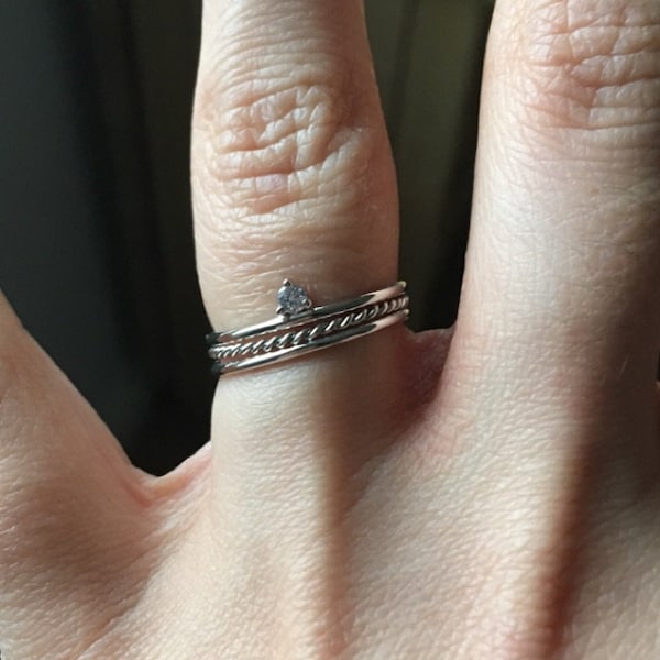 14k Gold Single Solitaire Diamond Ring / Stacking Solitaire Diamond ...