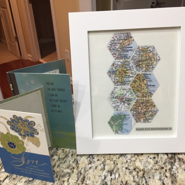 Anniversary Gift Map, Gift for Her Map, Couple Map Art, Unique Paper ...