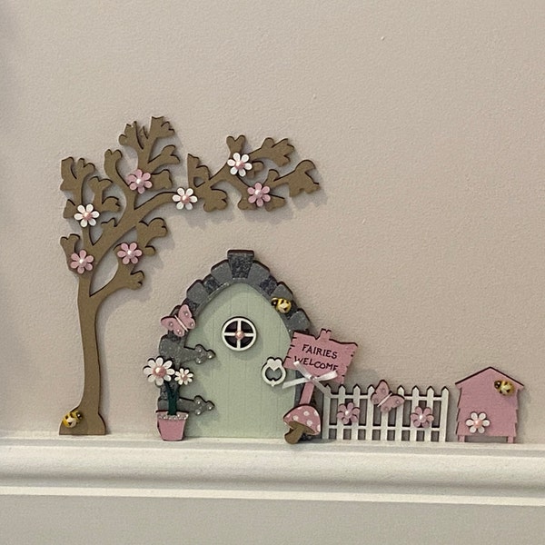 Magical Light Pastel Pink Fairy Door, Handpainted With Embellishments ...