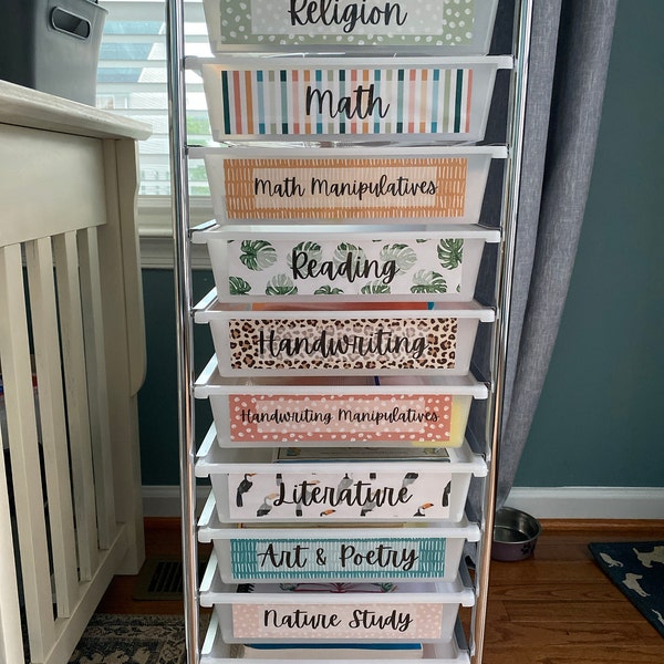 Boho TROPICS 10-drawer Cart Labels [editable Features] - Etsy
