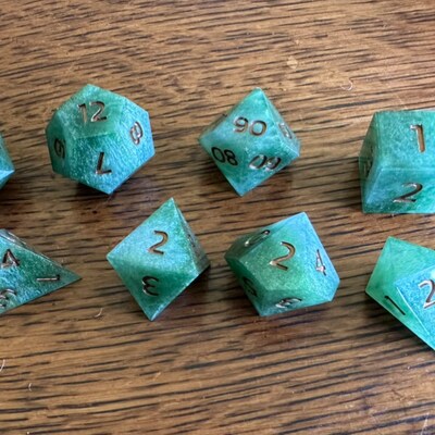 7 Piece Sharp Edge Neon Green Dice Set - Etsy
