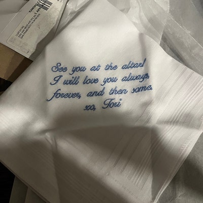 Handwritten Custom Keepsake Handkerchief, Message Memento Personalized ...