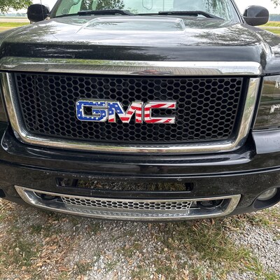 PRECUT GMC Sierra Gel Coated domed Patriotic Flag Emblem Overlay ...