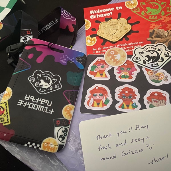 Splatoon 3 Salmon Run Grizzco ID Card Holder With Lanyard & Enamel Pin ...