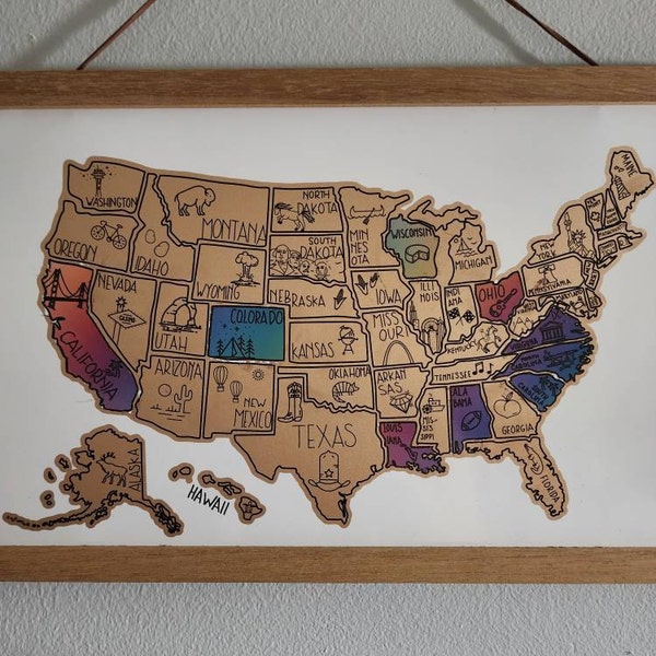 50 States Scratch Off, US State Scratch off Map, United States Travel ...
